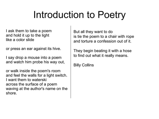 Billy Collins Introduction to Poetry | PPS