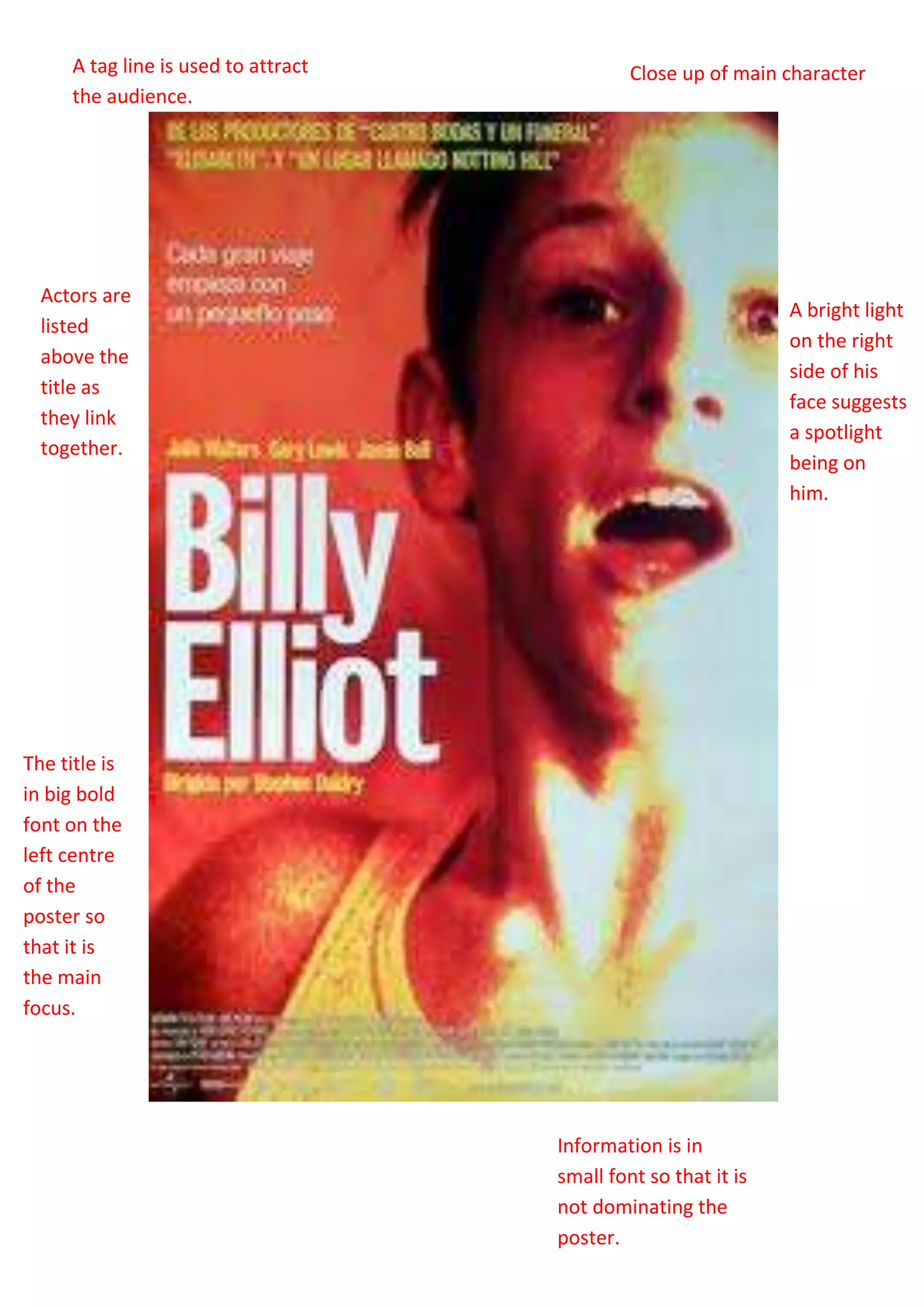 Billy elliot poster analysis | DOCX