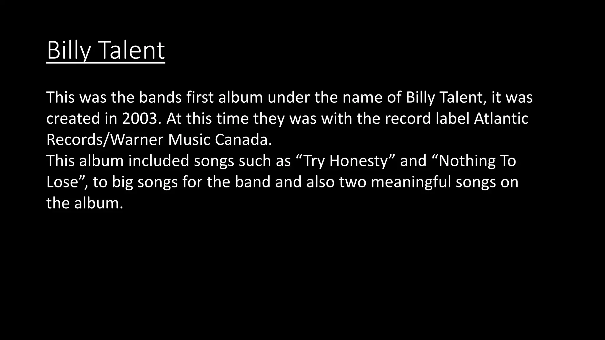 Billy talent album analysis | PPTX | Music | Entertainment