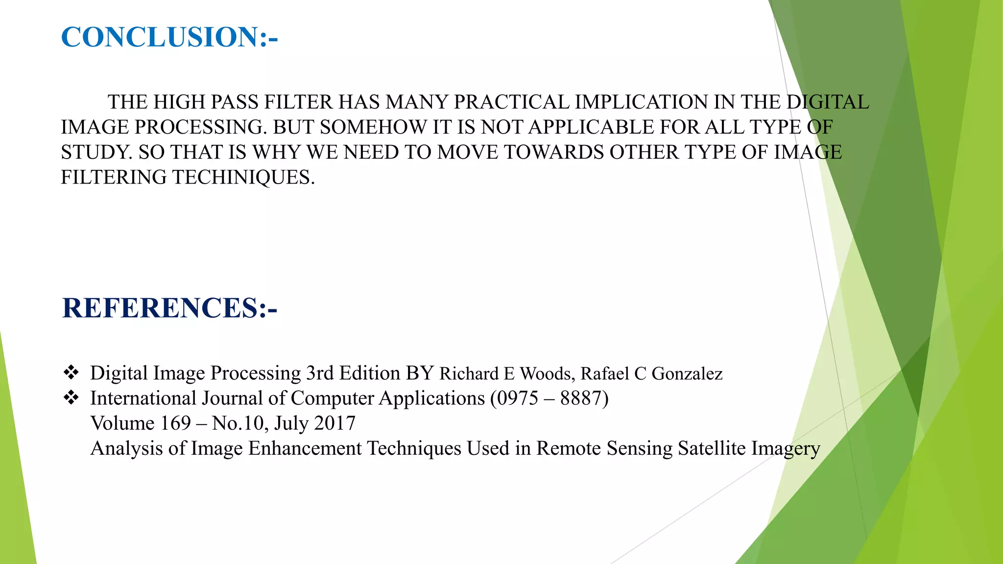 HIGH PASS FILTER IN DIGITAL IMAGE PROCESSING | PPTX