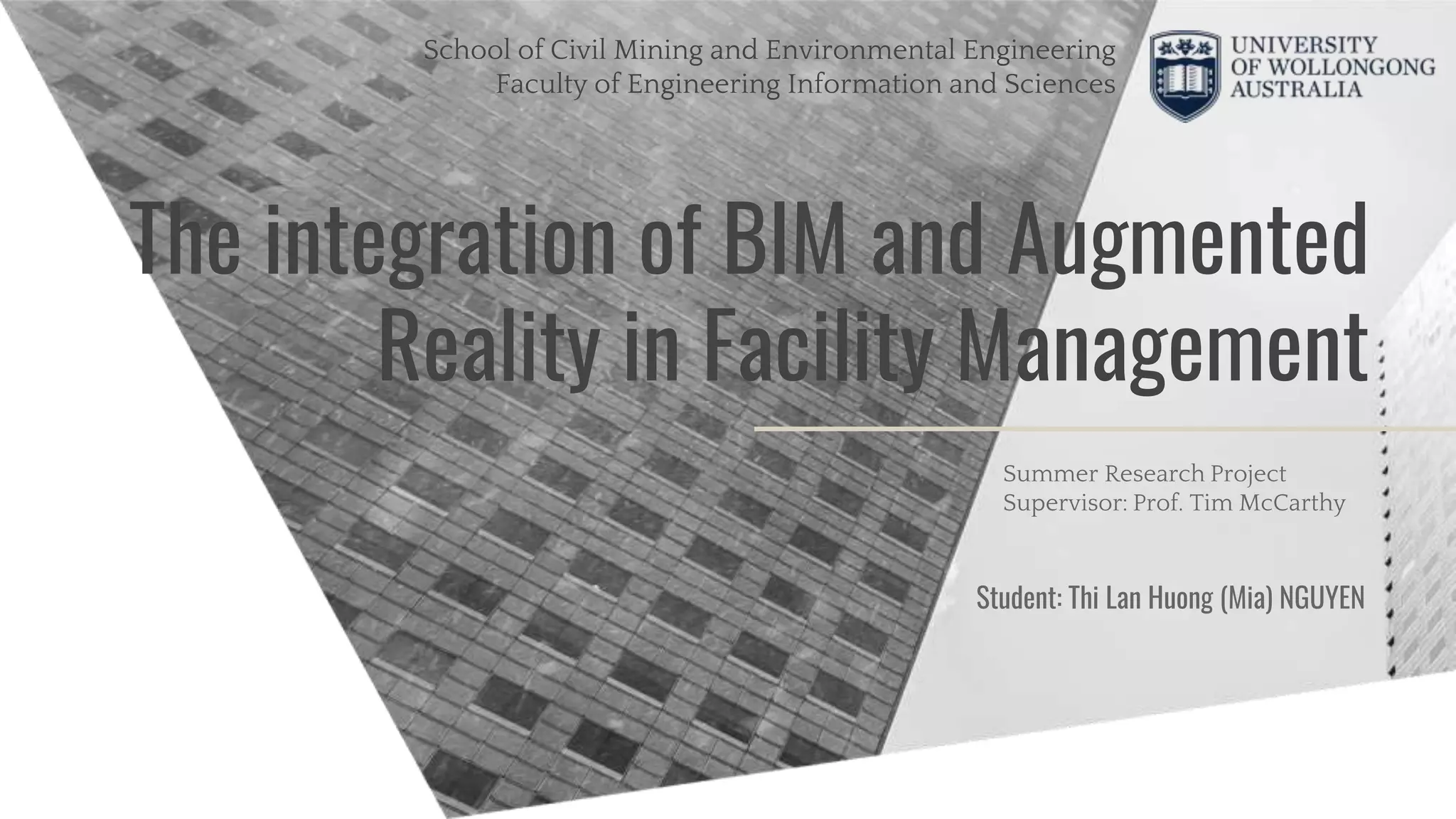 BIM and Augmented Reality in Civil Engineering - UOW Summer Project 19 ...