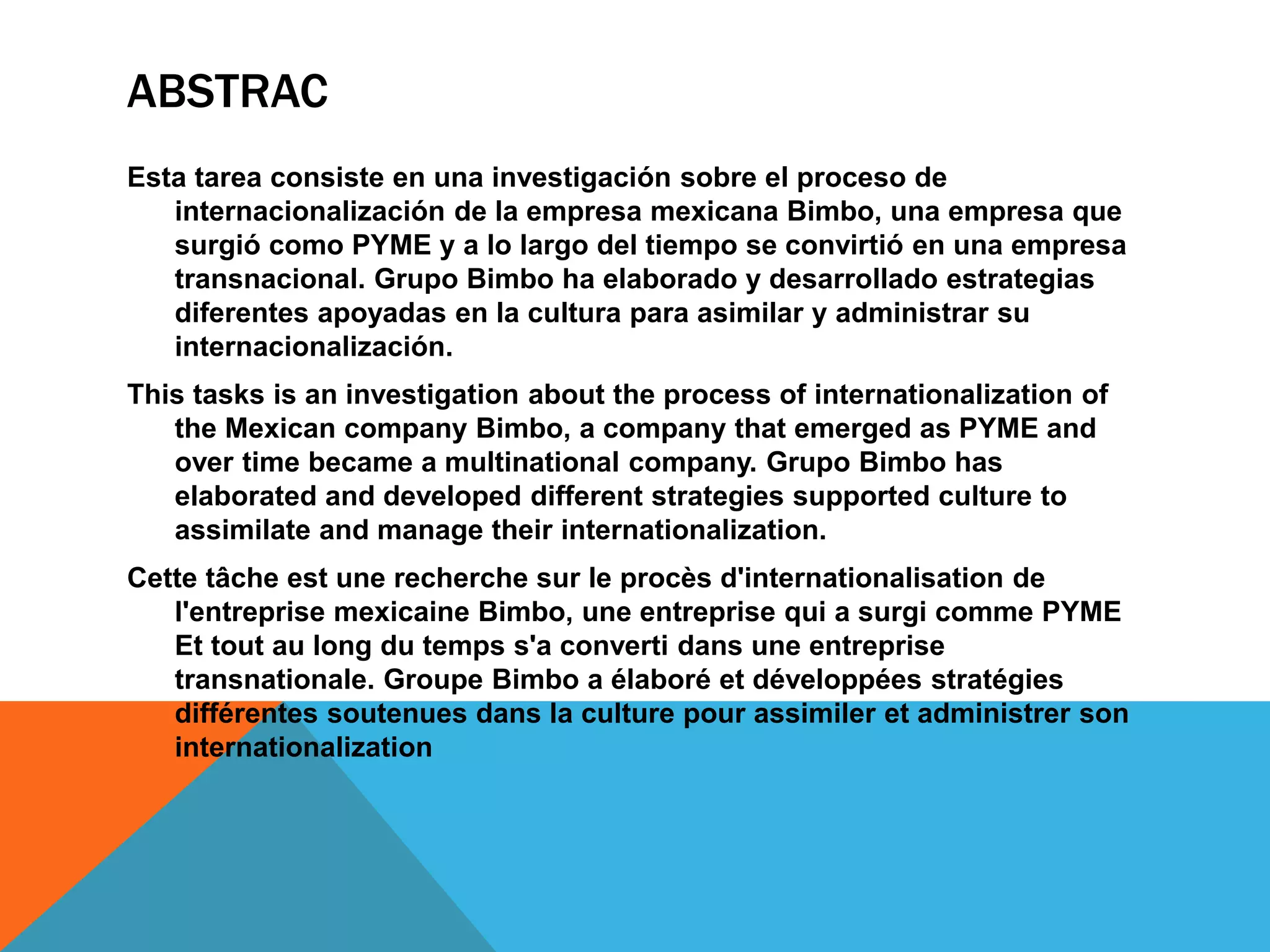 Bimbo internalization process | PPTX