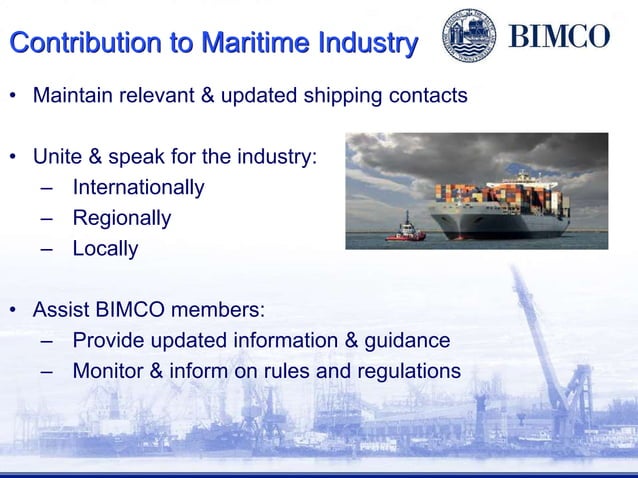 Bimco | PPTX | Logistics and Transportation Industry | Industries