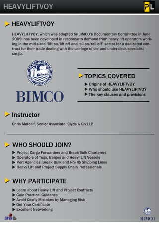 BIMCO Heavy Lift Contracts Workshop 2014 | PDF