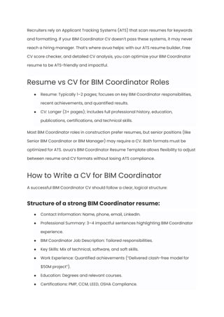 BIM Coordinator Resume Examples & Writing Guide for 2025 | PDF