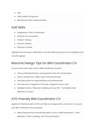 BIM Coordinator Resume Examples & Writing Guide for 2025 | PDF