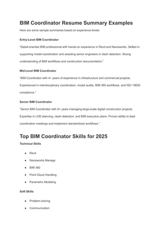 BIM Coordinator Resume Guide 2025: Skills, Examples & ATS-Ready ...