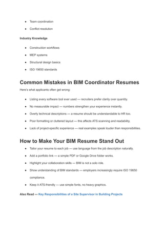 BIM Coordinator Resume Guide 2025: Skills, Examples & ATS-Ready ...