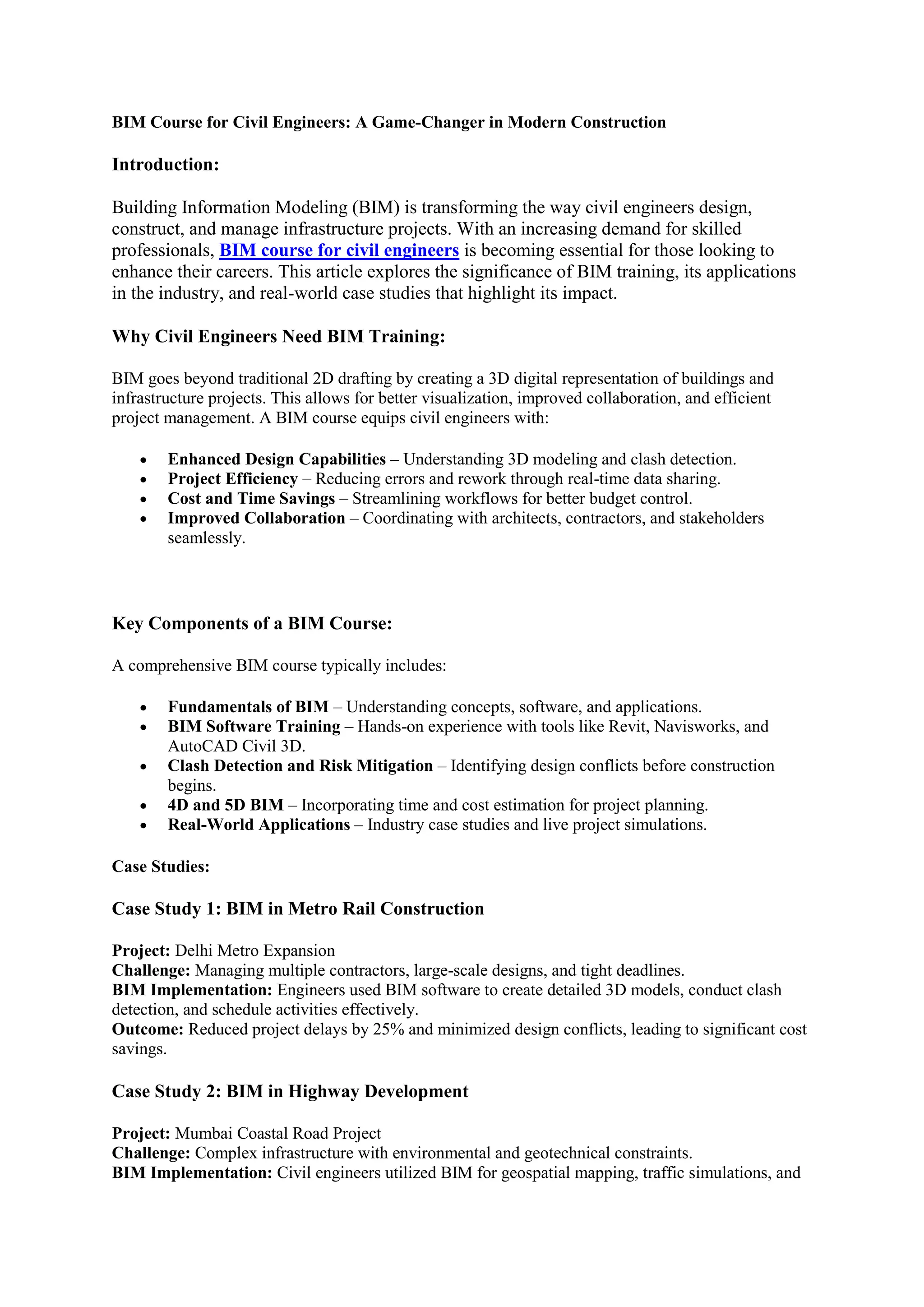 BIM Course for Civil Engineers: Learn Industry Standards and Best ...