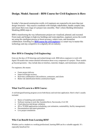 BIM Course for Civil Engineers_ Learn the Future of Construction | PDF