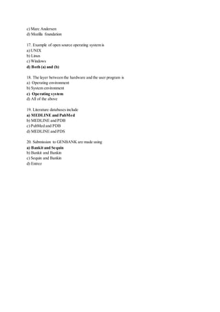 BioInformatics MCQ | DOCX