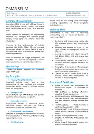 BIM_Director_OMAR_SELIM_CV BIM_Director_OMAR_SELIM_CV | PDF