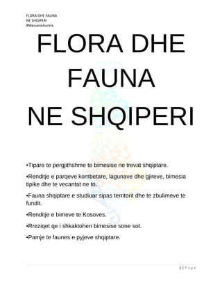 FLORA DHE FAUNA NE SHQIPERI DHE KOSOVE | PDF
