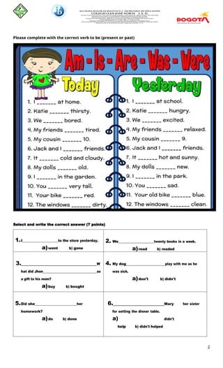 Simple past tense quiz. Students reinforce this grammar topic | DOCX