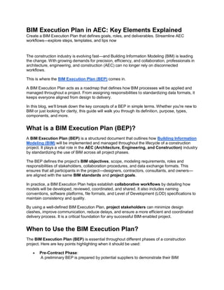 BIM Execution Plan in AEC: Key Elements Explained | PDF