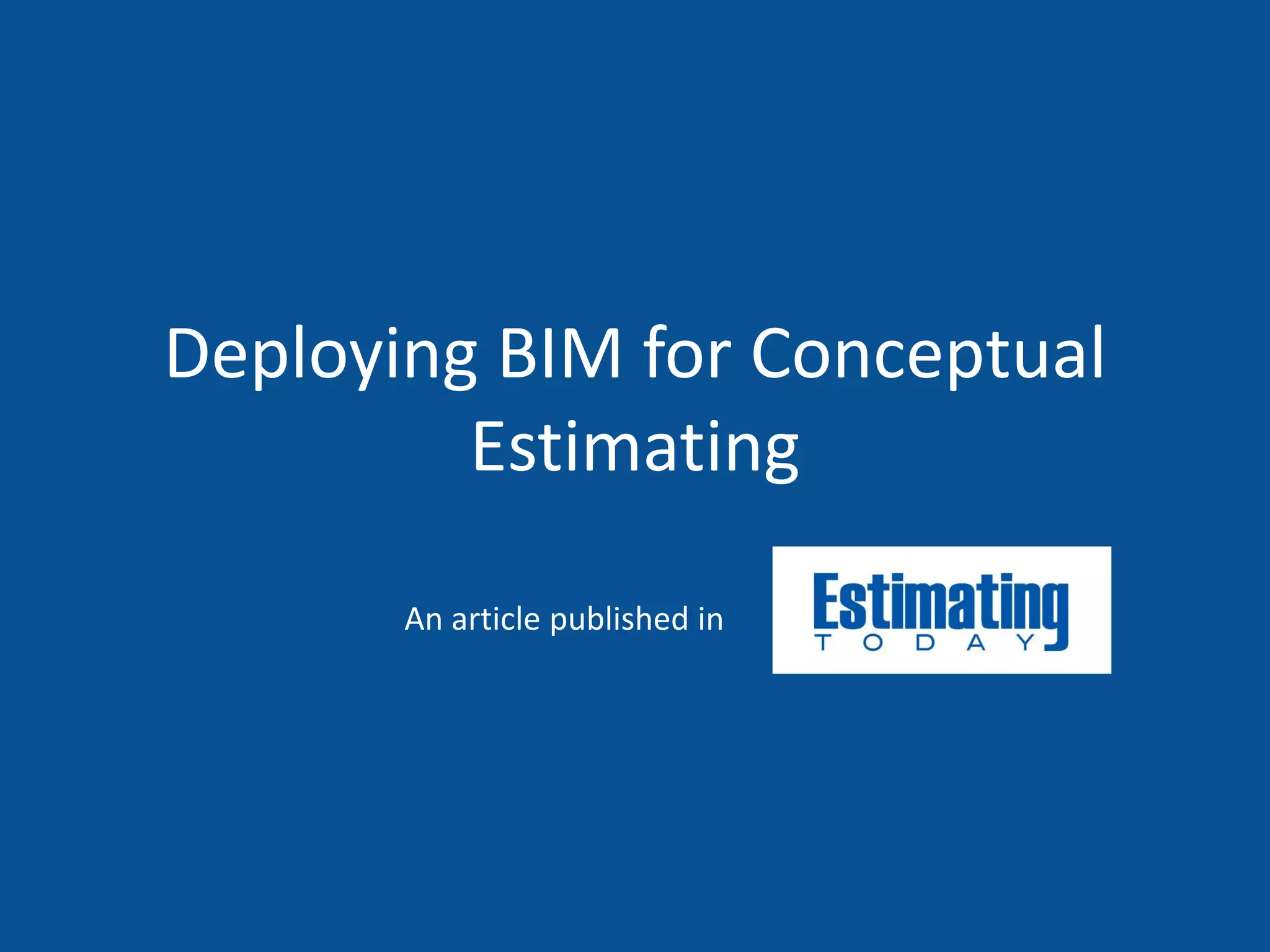 BIM for Conceptual Estimating | PDF