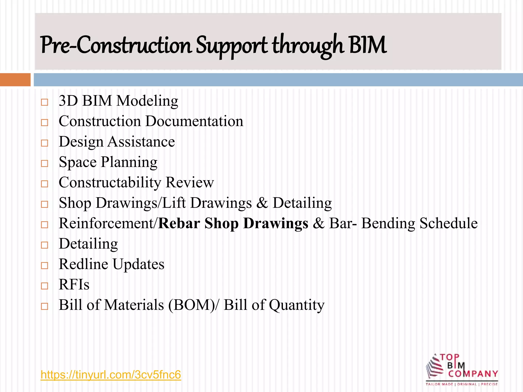 BIM for Rebar Shop Drawings & Reinforcement Detailing | PPTX