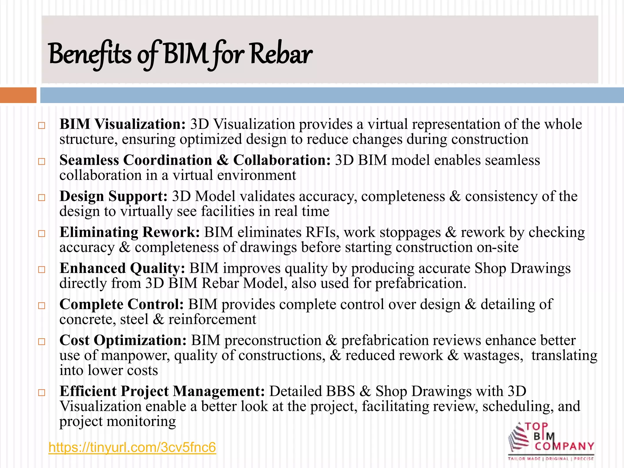 BIM for Rebar Shop Drawings & Reinforcement Detailing | PPTX