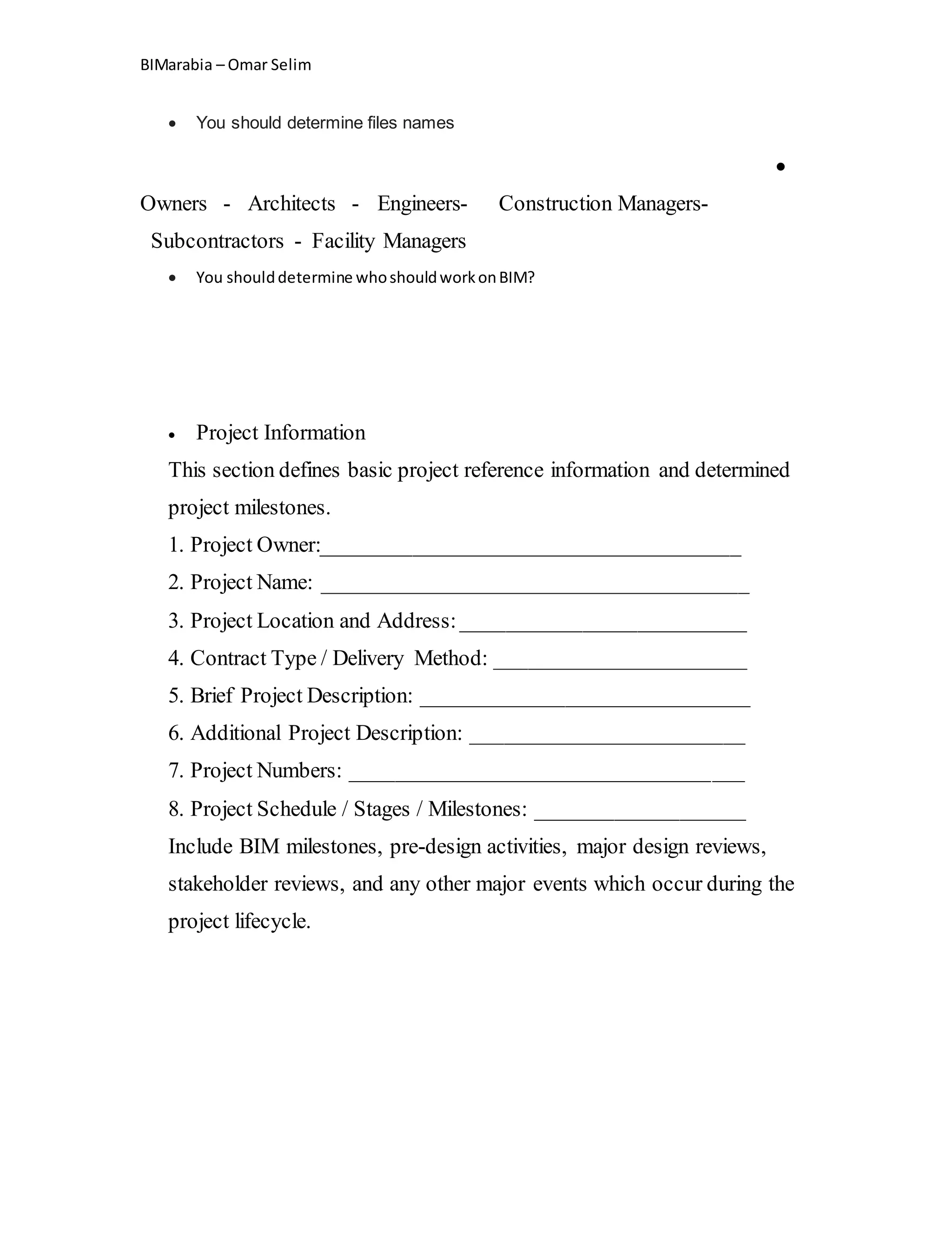 Bim implementation | DOCX