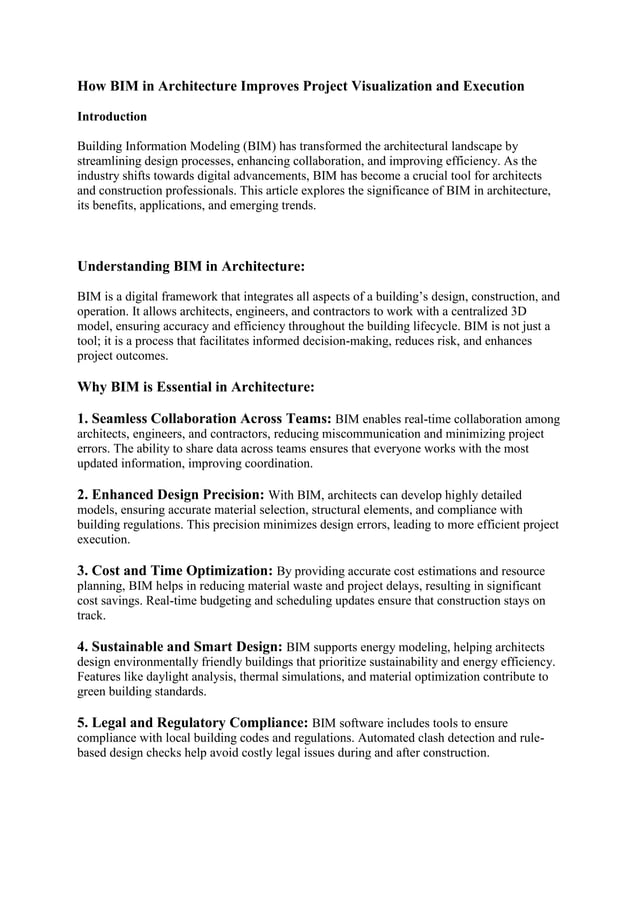 Why BIM in Architecture is Essential for Modern Construction | PDF