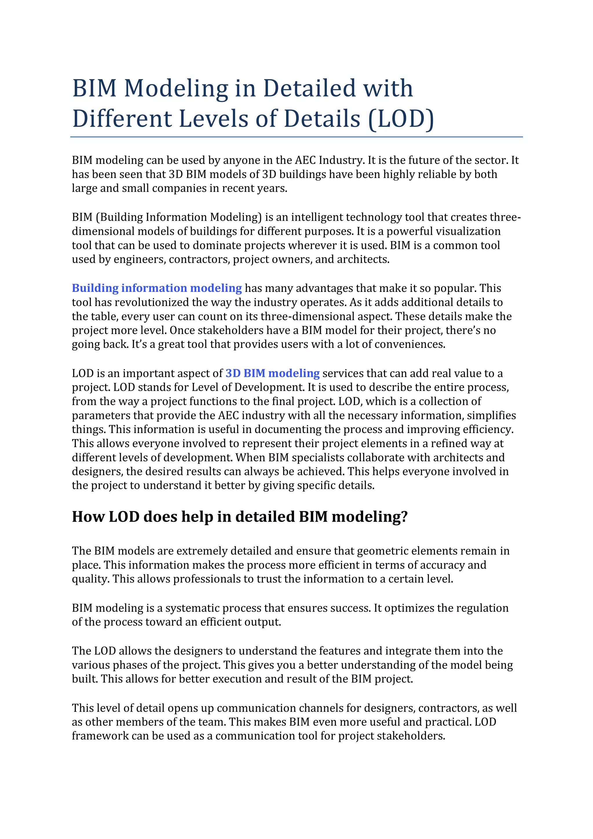 BIM Modeling in Detailed with Different Levels of Details.pdf