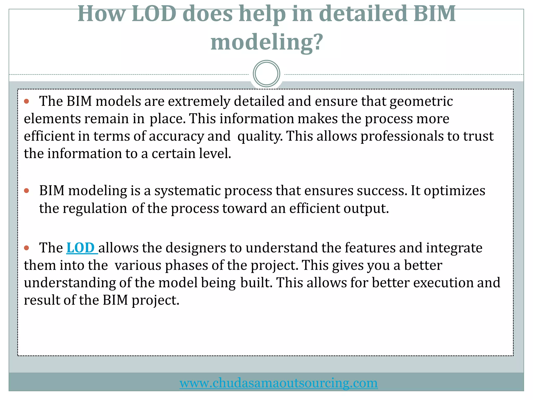 BIM Modeling In Detailed With Different Levels Of Details (LOD) | PPTX