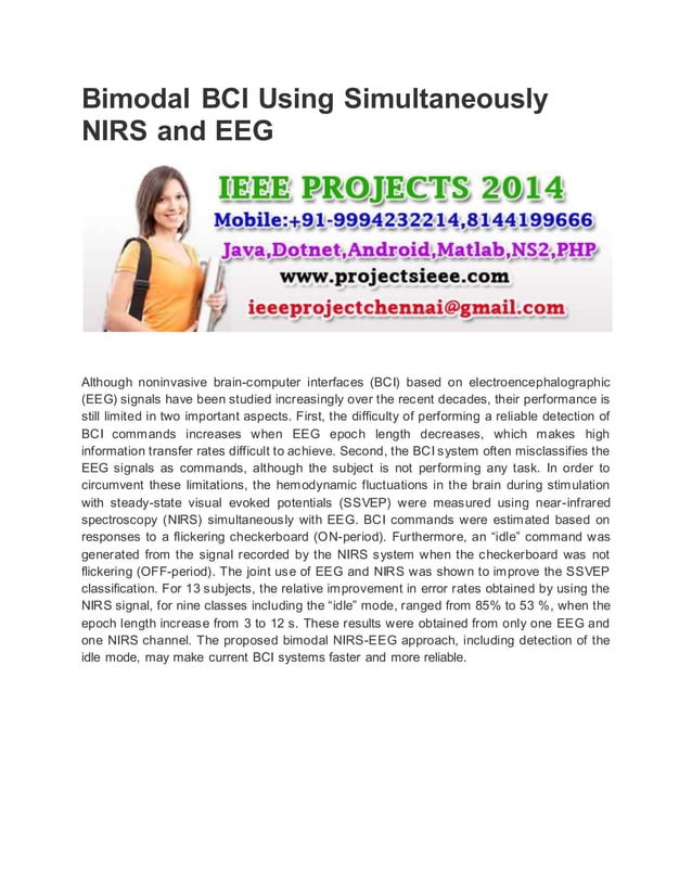 Bimodal bci using simultaneously nirs and eeg | PDF
