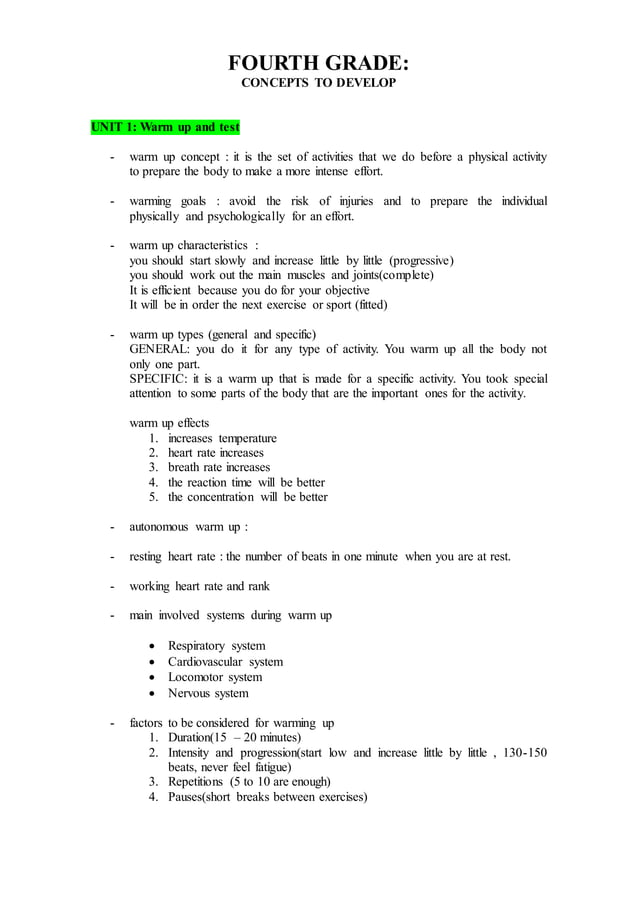 Fouth Grade Contents | PDF