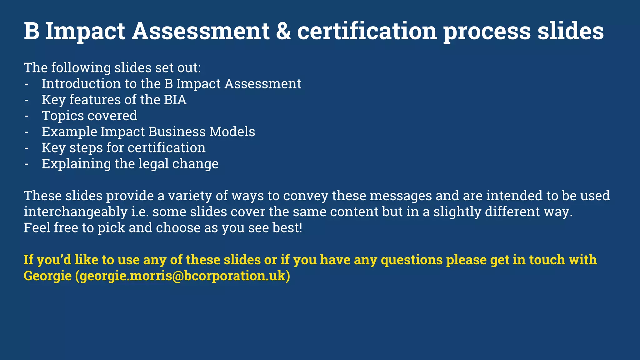 B impact assessment and certification | PDF