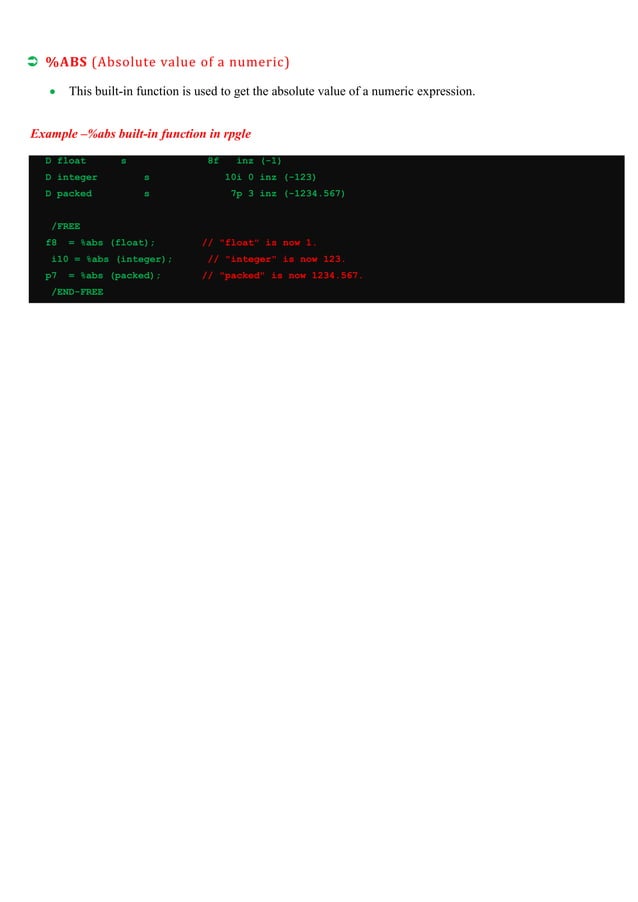 as400 built in function- %ABS | PDF