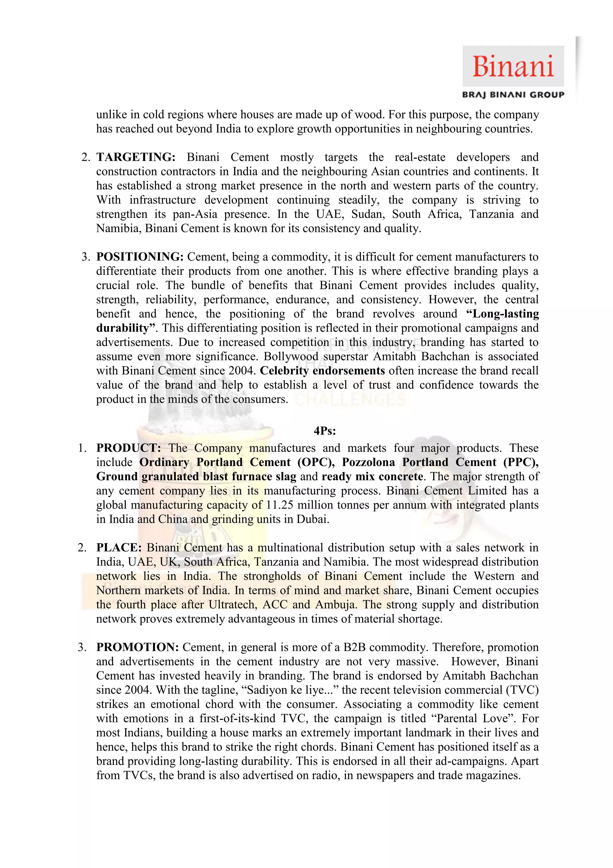 Marketing Strategy for Binani cement | PDF
