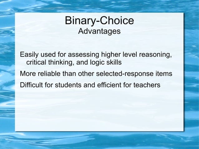 Binary Choice Presentation | ODP | Educational Assessment | Education