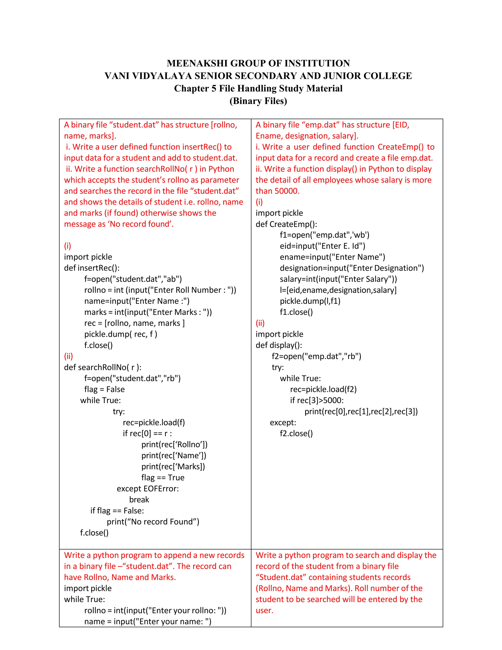 Binary-File Study Material.pdf important | PDF