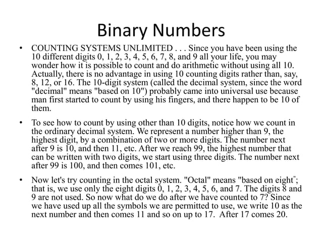 Binary numbers-7-12-2011 | PPT