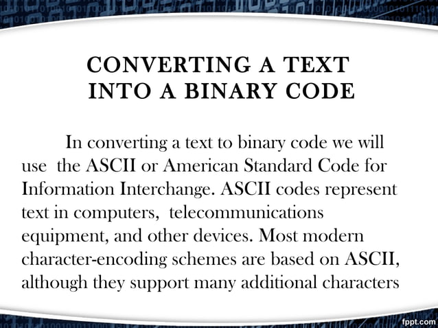 Binary code | PPT | Programming Languages | Computing