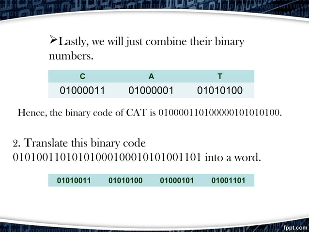 Binary code | PPT | Programming Languages | Computing