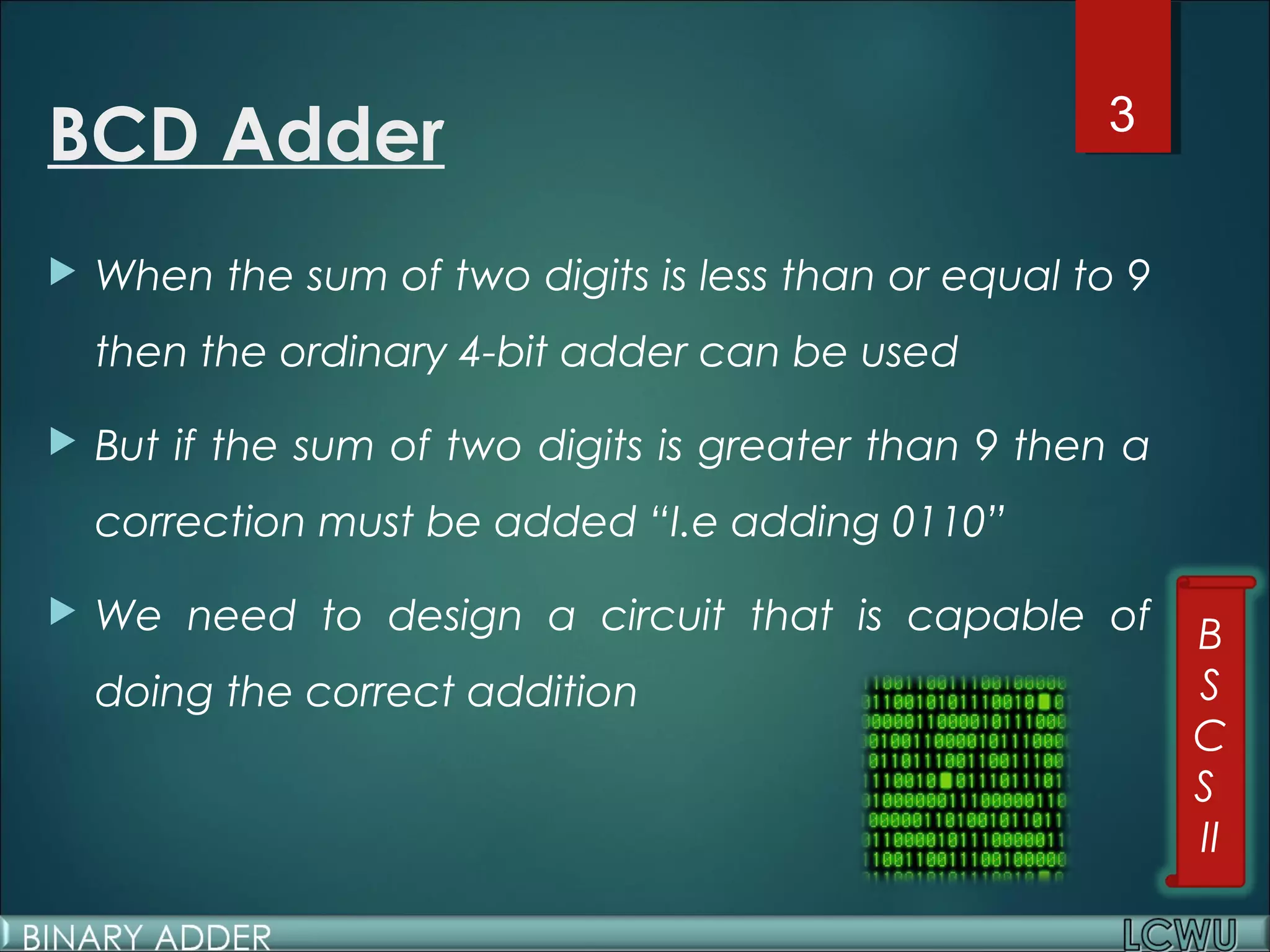 Binary code decimal Adder | PPT