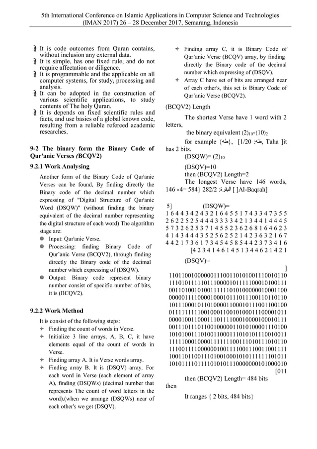 Binary code of qur'anic verses algorithm dr. khald bakro | PDF