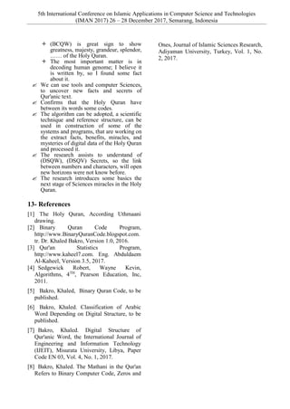 Binary code of qur'anic verses algorithm dr. khald bakro | PDF