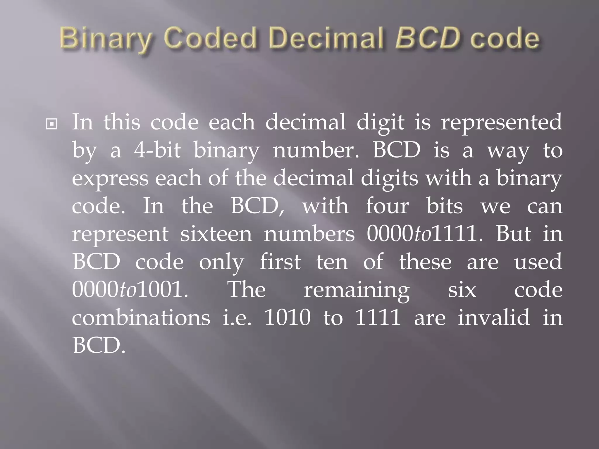 Binary codes | PPTX | Programming Languages | Computing