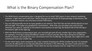 MLM Binary Compensation Plan Overview | PPTX | Business Accounting & Finance | Business