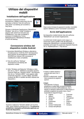 Manuale Verbatim MediaShare Wireless per Android | PDF | Computing | Technology & Computing