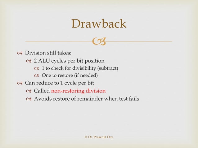 Binary division restoration and non restoration algorithm | PPTX