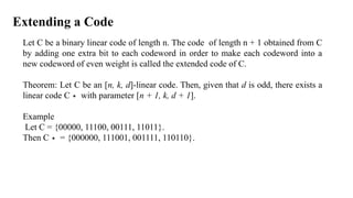 Binary Linear Codes - Abstract Algebra - Masteral | PPTX