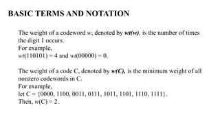 Binary Linear Codes - Abstract Algebra - Masteral | PPTX
