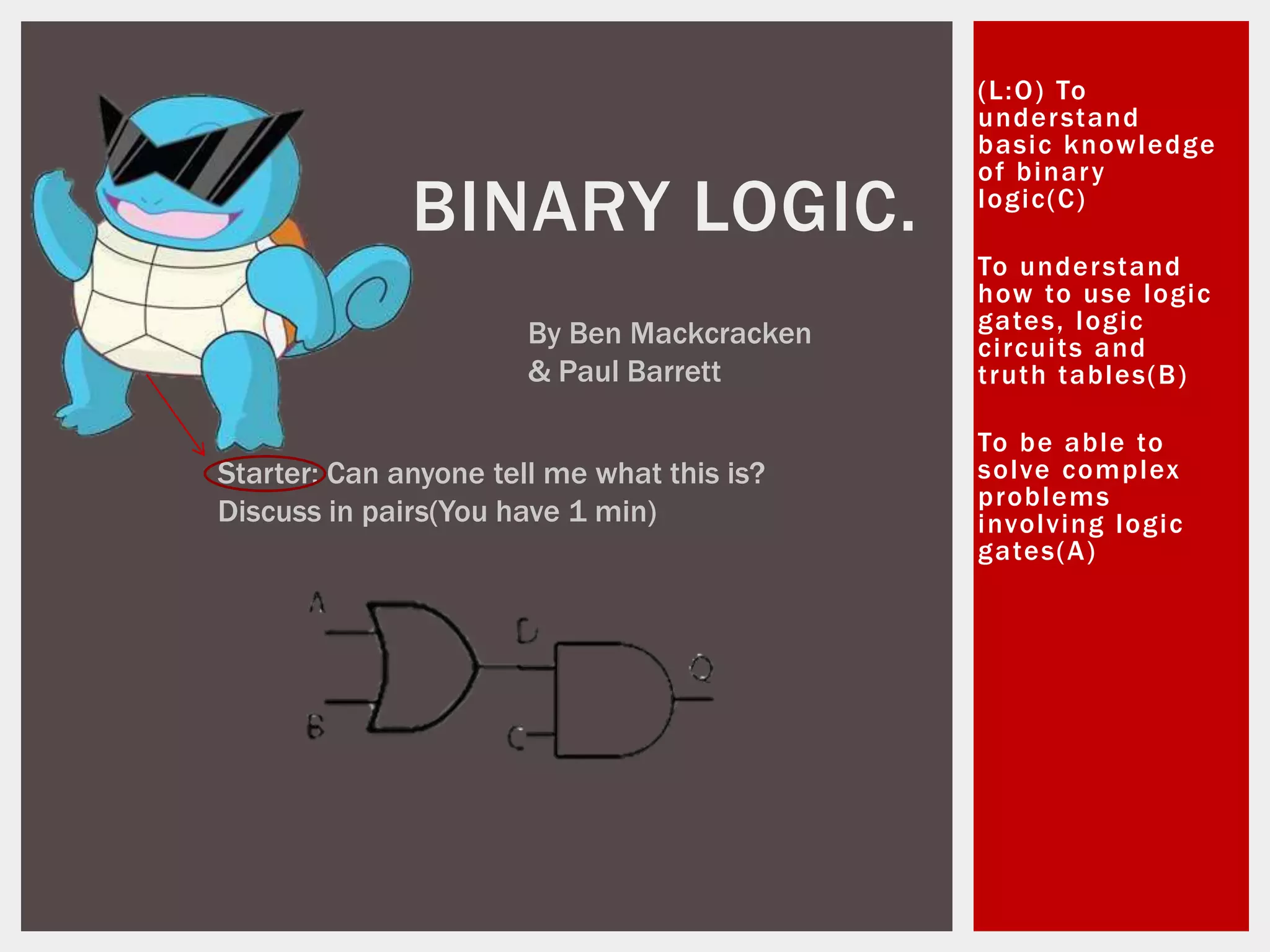Binary logic | PPTX