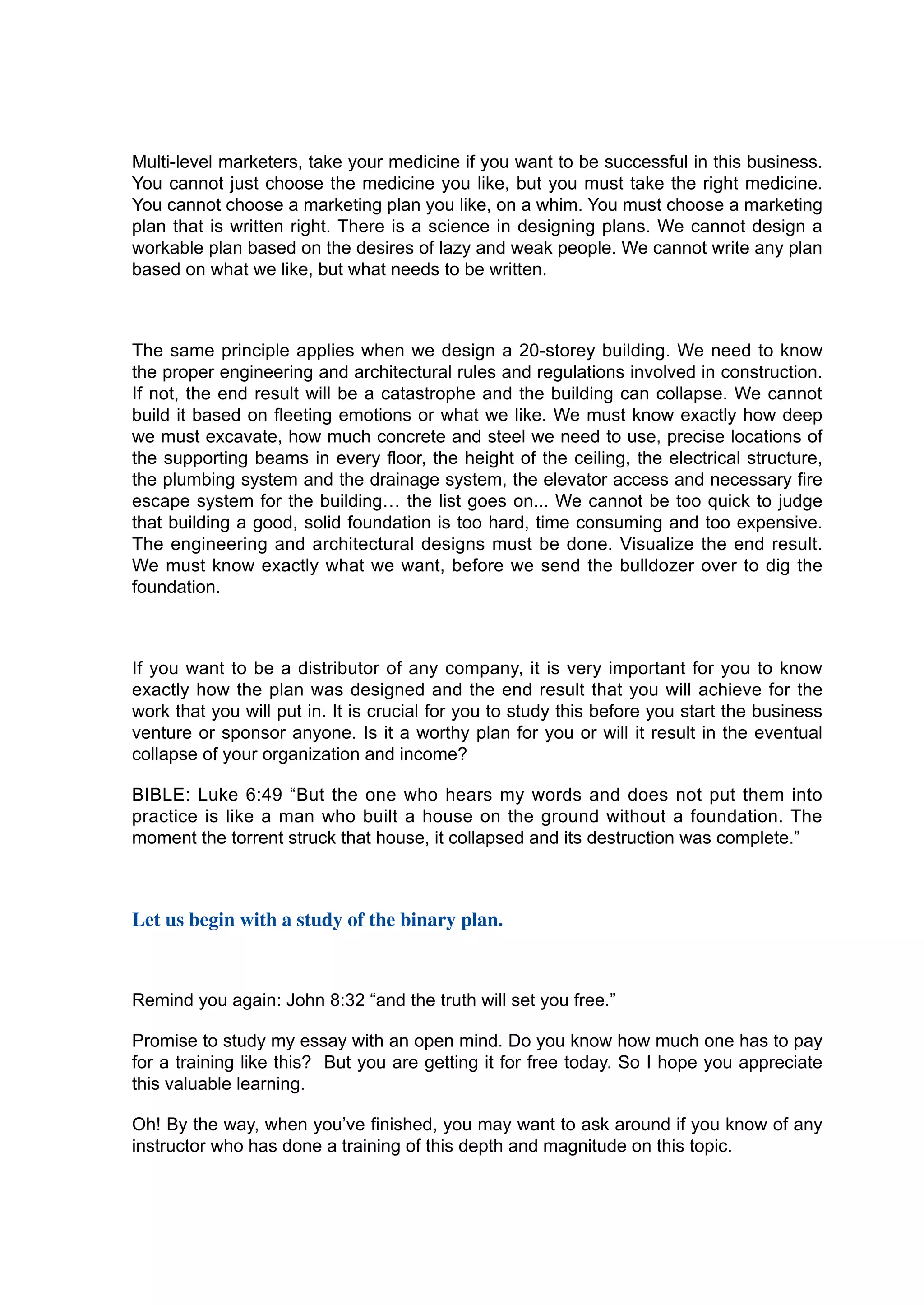 Binary markrting plans | PDF