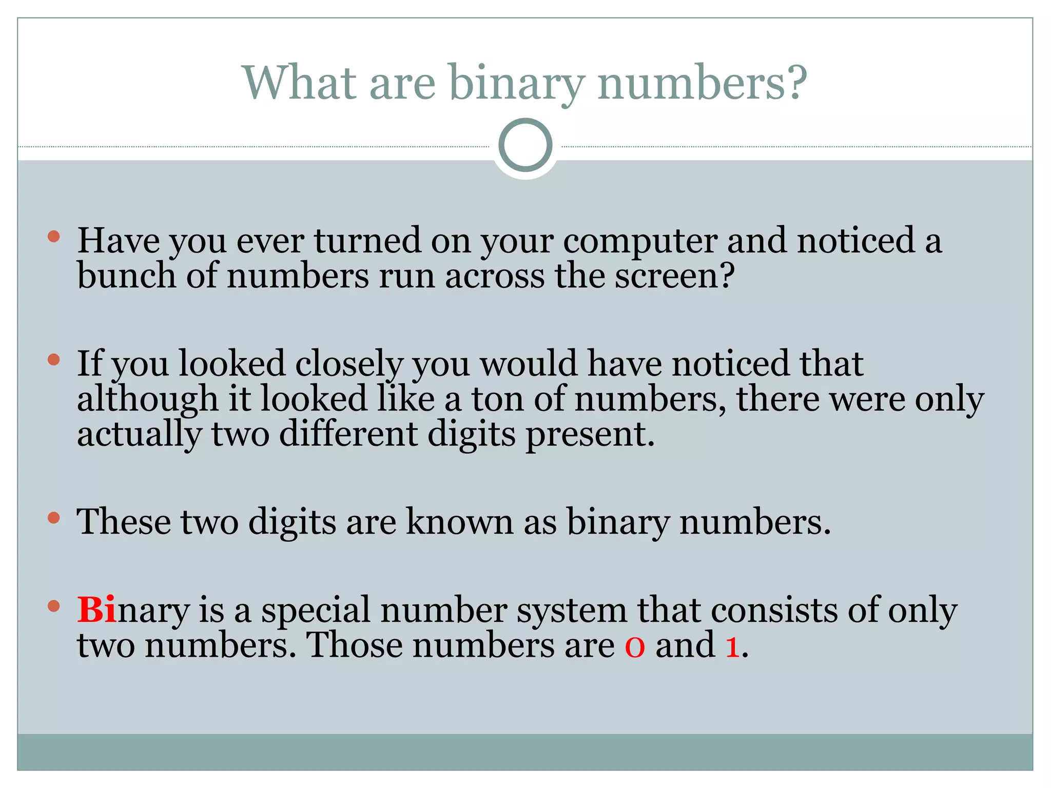 Binary Numbers Videos Ppt 