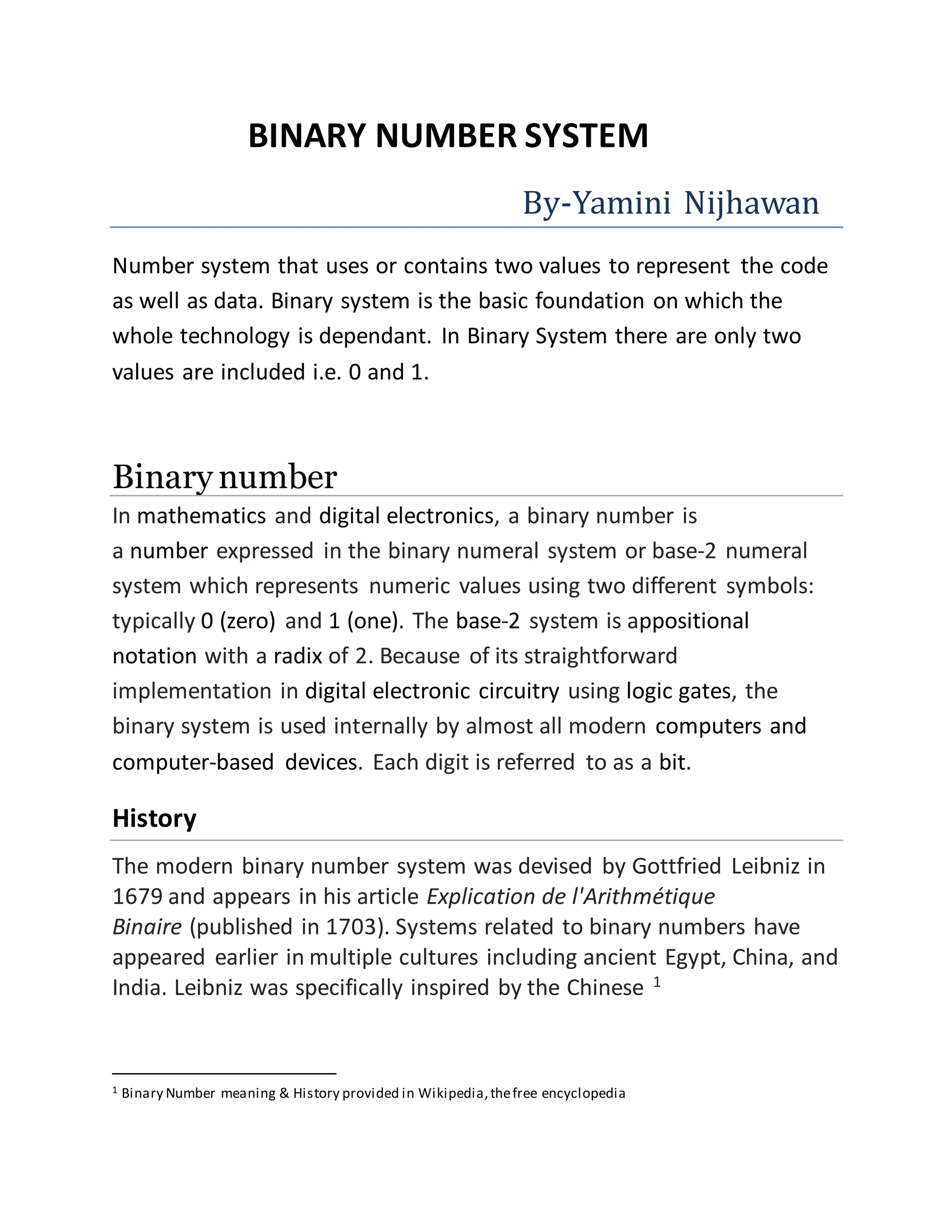 Binary number system | DOCX