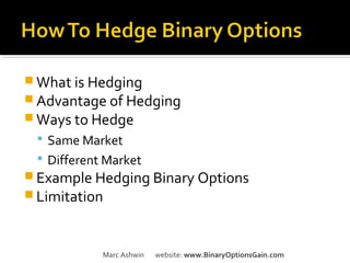 Binary Options Hedging | PPT